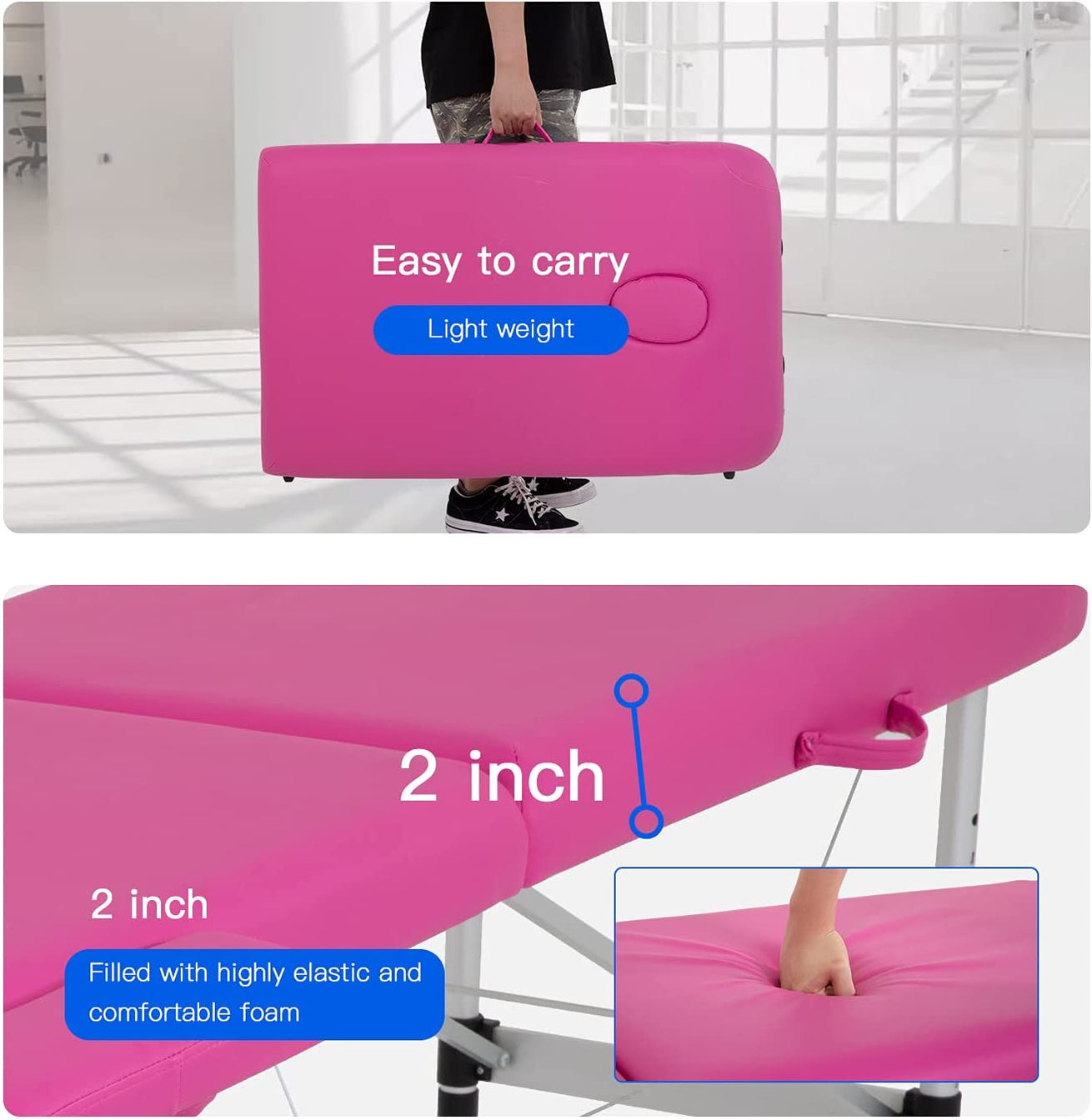 Aluminium Massage Table Portable Carry Case 2 Fold Portable Massage Be — Bestoffice