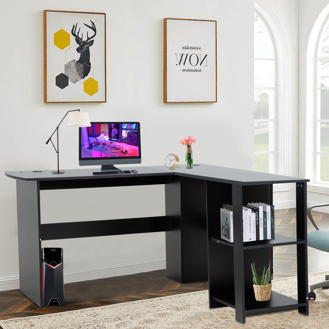 L-Shaped Home Office Wood Corner Desk — BestOffice